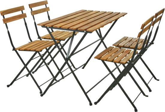 Bistro Set - 4 Stoelen, 1 Tafel - Hout | bol