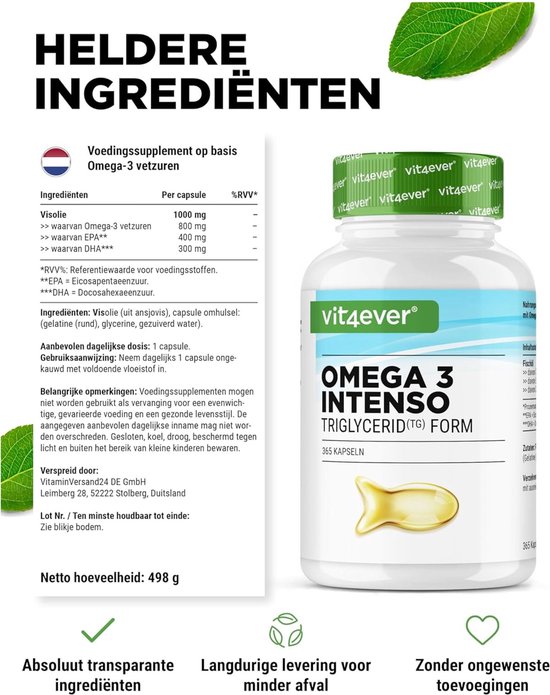 Omega 3 Intenso Visolie - 1000mg - 120 Capsules - Vit4ever | bol