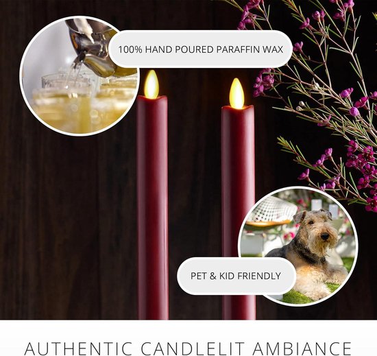 Led Kaarsen met Bewegende Vlam Set van 2 - Taper Kaarsen - Rode Vlam ...