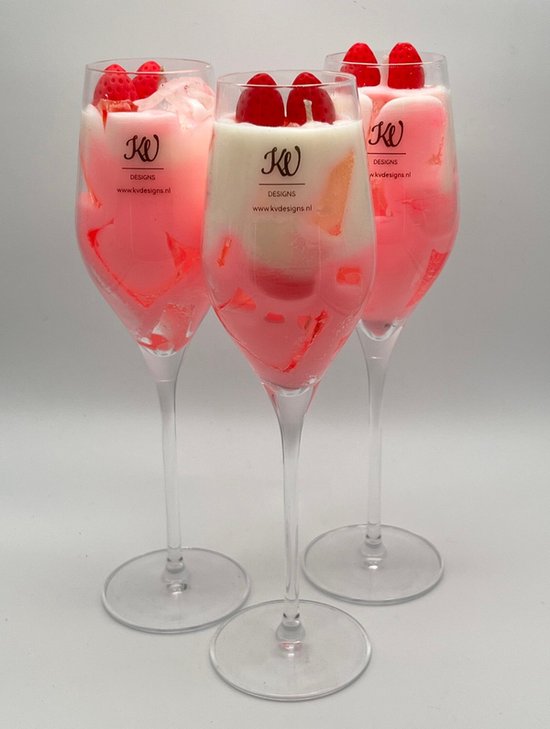 Container kaars - wit - roze - cocktail | bol