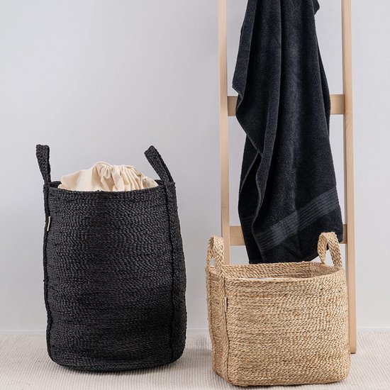 Hoge Jute Mand - Wasmand - Zwart - Large | bol