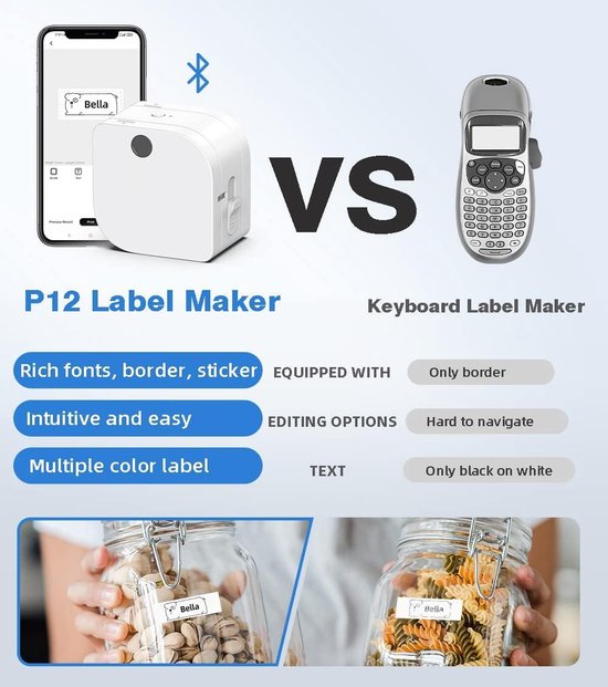 Label printer machine - Office organisatie, draagbaar, Bluetooth, P12 | bol
