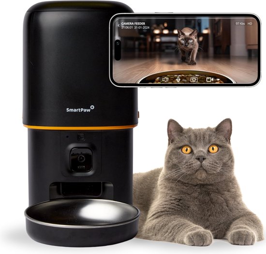 SmartPaw - automatische voerbak kat - kattenvoederbak - voederbak met camera en APP | bol
