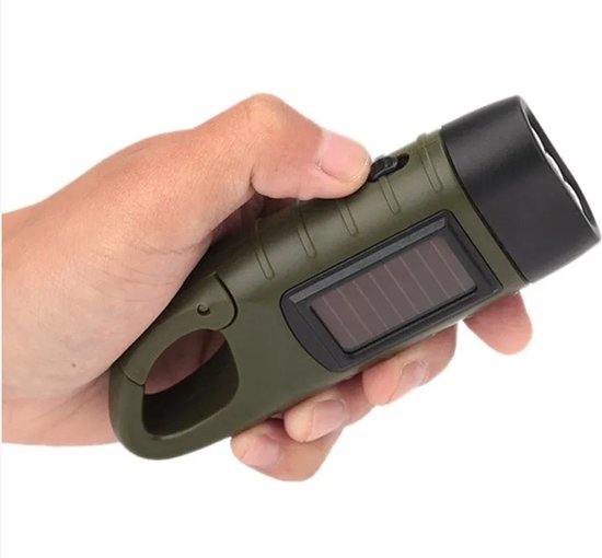 JustValue - Militaire Opwindbare Zaklamp - Knijpkat - Noodverlichting ...