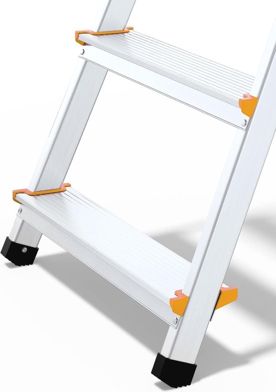 4-Traps Aluminium Huishoudladder met Leuningen - Multifunctionele ...
