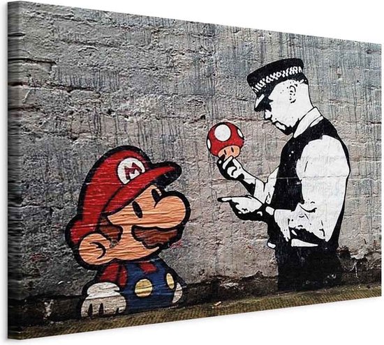 Schilderij - Mario and Cop by Banksy | bol
