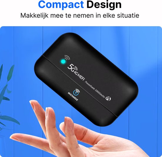 MiCharge PW100 MiFi 4G WiFi Hotspot - 10000mAh Powerbank - Type-C USB | bol