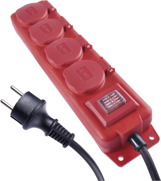 Stekkerdoos 4-voudig 10m met schakelaar-waterdicht-geaarde... | bol