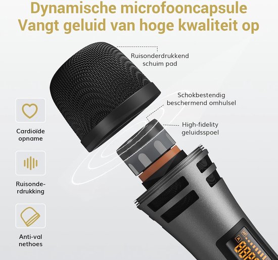 Draadloze Microfoon Set voor Karaoke en Optredens – Dual UHF Handheld ...