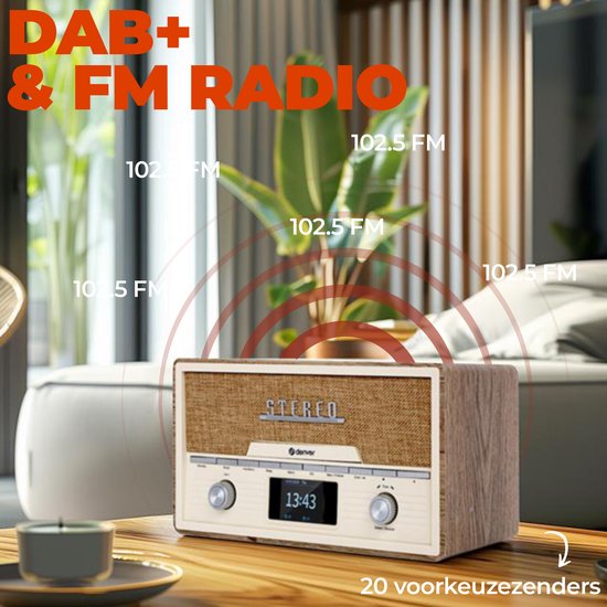Denver DAB Radio CD Speler - Retro Radio - Bluetooth - 20 ...