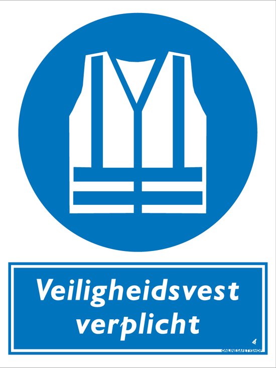 Veiligheidsvest verplicht bord - Bord 300 x 400 mm - (Aluminium) | bol