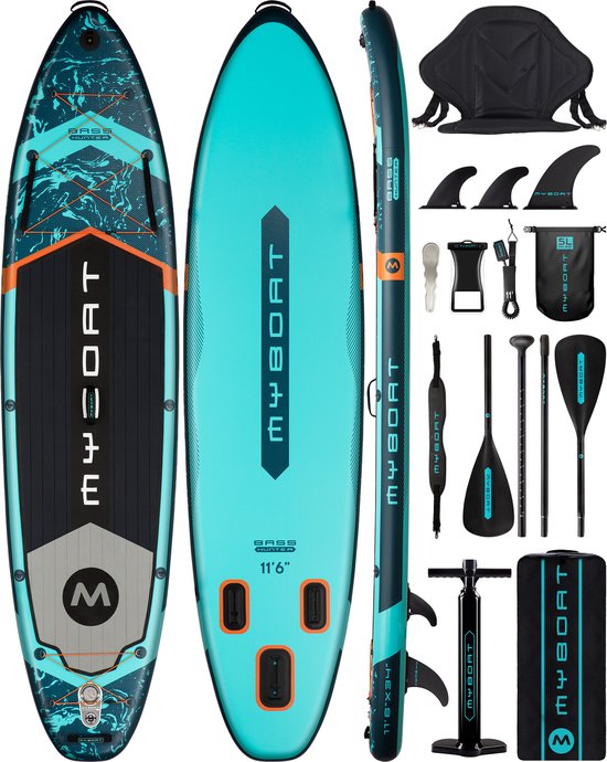 MyBoat Bass Hunter Kajak Peddel Boord | SUP Board Set met zitje & 4 ...