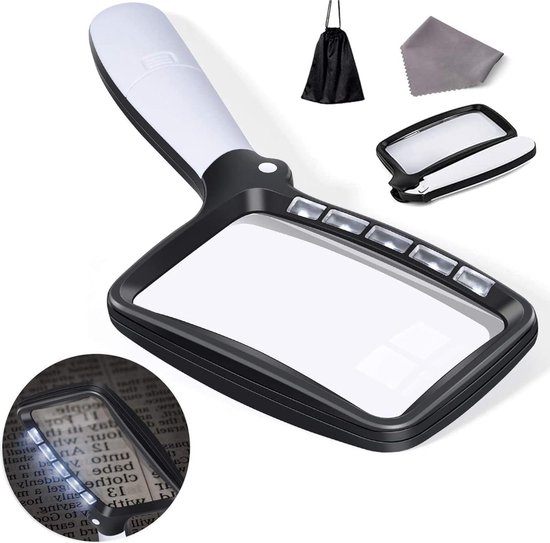 Inklapbare leesloep met 5 leds - groot vergrootglas met licht ...