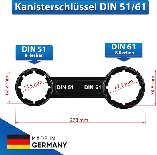 Dubbelzijdige handsleutel voor jerrycans van 5 tot 50 liter ...