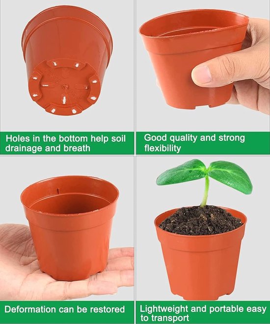 60 Stuks Plastic Bloempotten 7,5 cm met Drainagegaten - Ideaal voor ...