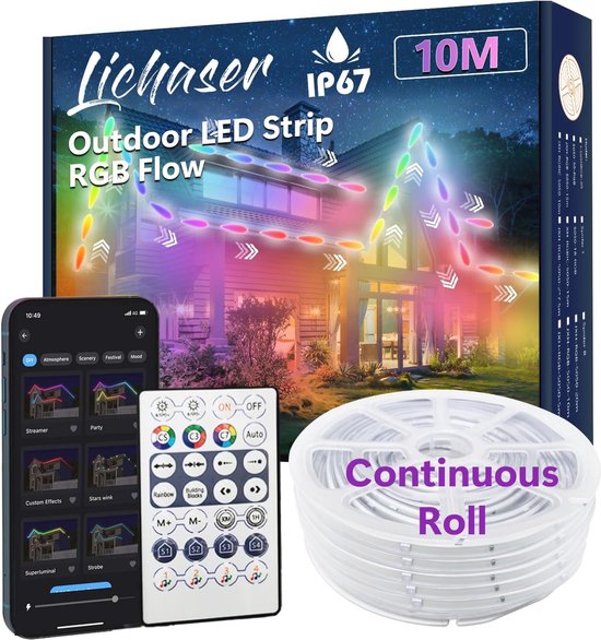 Waterproof RGB+IC 10m LED Strip Lights for Outdoor and Indoor Use | bol