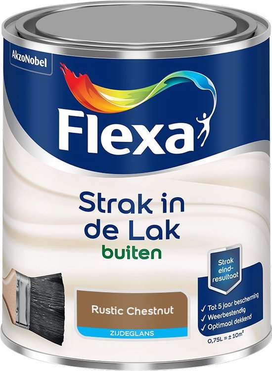Flexa - Strak in de Lak Buitenlak Zijdeglans - Rustic Chestnut - Kleur van het jaar... | bol