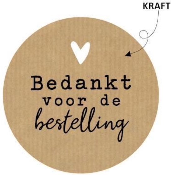 KP etiket Bedankt voor de bestelling, kraft, diameter 50 mm, rol van 250 stuks | bol