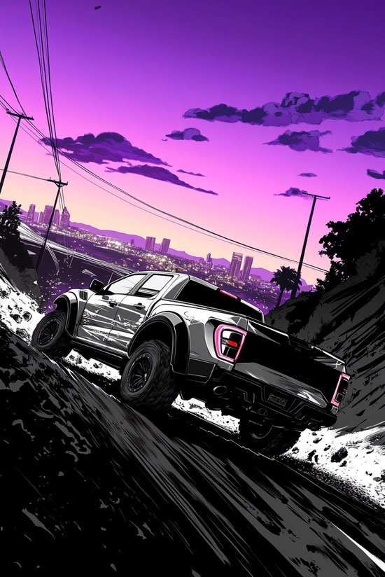 Pickup Truck Poster | Cartoon Poster | Voertuig Poster | Transport ...