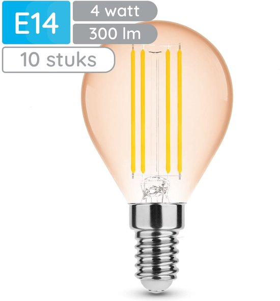Modee E14 LED Lamp Dimbaar 4W - 300lm - 1800K - Warm Wit - LED Filament Amber Globe... | bol