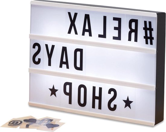 85-tekens LED-lichtbox lichtbord - HxBxD: 22 x 30 x 43 cm - wit/zwart | bol