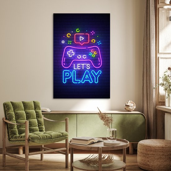 Game Poster - Gaming - Neon - Let's Play - Controller - Quotes - 80x120 ...