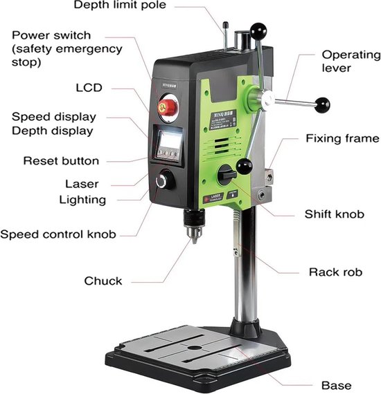 Allsome - BG-518801 - Tafelboormachine - Variabele Snelheid - Werktafel ...