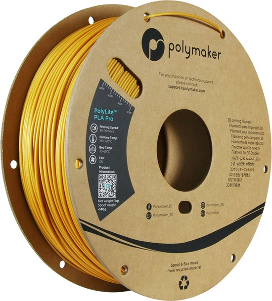 Polymaker POLYLITE™ PLA PRO 3D filament Gold Jam free 1.75 mm 1KG | bol