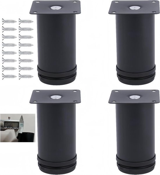 Verstelbare meubelpoten - 4 stuks in hoogte verstelbare kastpoten voor meubels - zwart... | bol