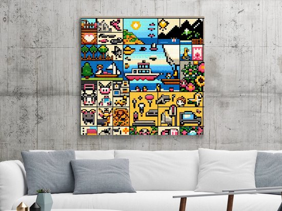 Pixel art relief schilderij | Reliëf van digitale pixels: een kunstwerk ...