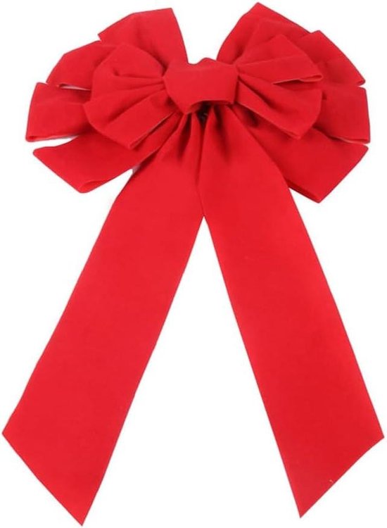 Grote rode kerststrik 25 x 45 cm fluweel - hangende kerstboom strik ...