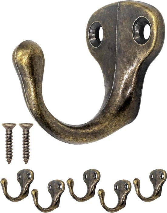 Antique bronze hooks set of 5 for wardrobe, towel, and clothes | bol