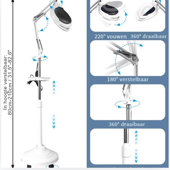 Vloer Loeplamp - Met Verlichting - Verstelbaar - Met Standaard ...