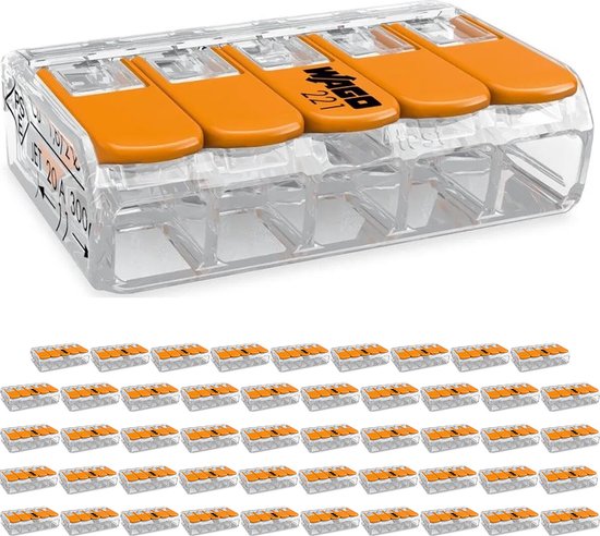 WAGO - Lasklem Set 50 Stuks - 5 Polig met Klemmetjes - Oranje | bol