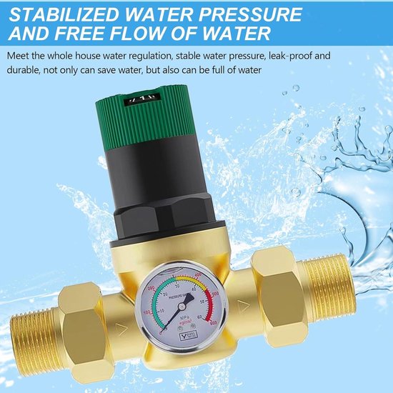 Waterdrukregelaar met manometer - 1/2 inch huisaansluiting - messing waterfilter | bol