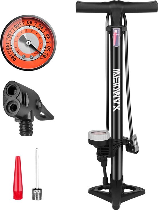 Fietspomp met drukmeter - Ergonomische vloerpomp track pomp - Draagbare opblaaspomp... | bol