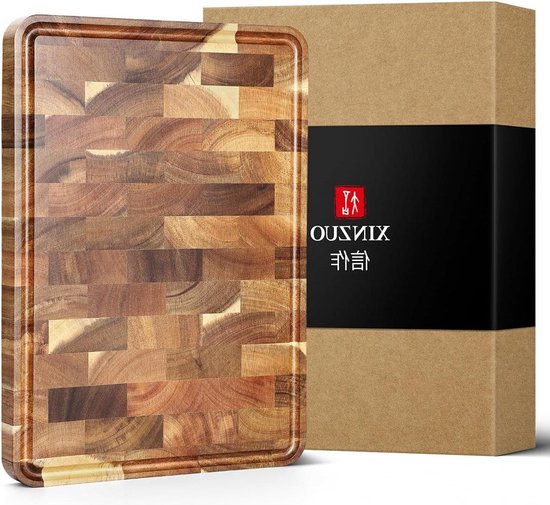 Snijplank 35x25x26 cm acaciahout houten hakplank vleesplank met ...