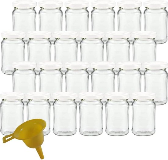 Jampotjes met deksel - 24 x kleine inmaakpot 106 ml met wit deksel ...