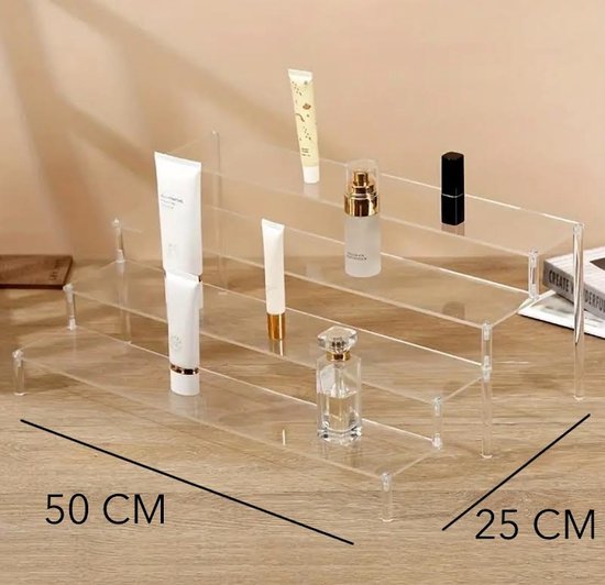FR Service, make up organizer ,50 cm display riser rek, 4-traps acryl ...
