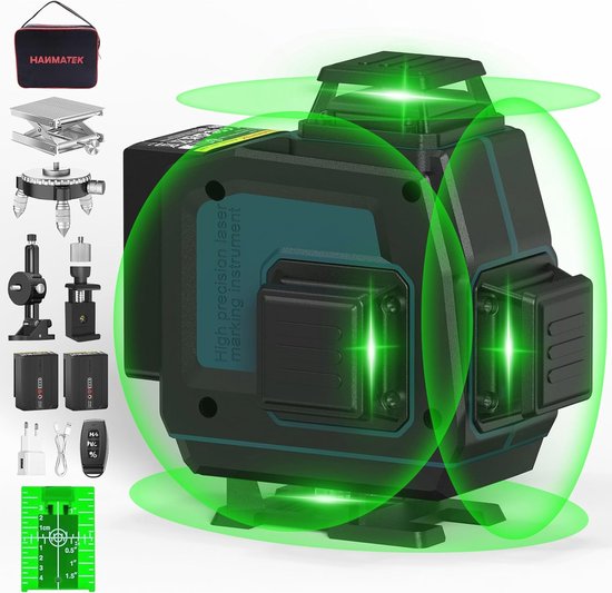 Laser Waterpas 4D Zelfnivellerend met 3 Modi en Oplaadbare Batterijen | bol