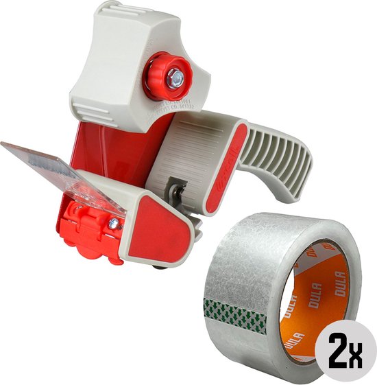 DULA Taperoller - Tape dispenser + 2 rollen 50mmx66m verpakkingstape | bol