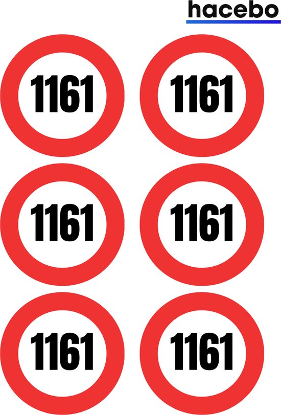 Verkeersbord Sticker - 8CM - Container sticker - Cijfer Stickers - 6 ...