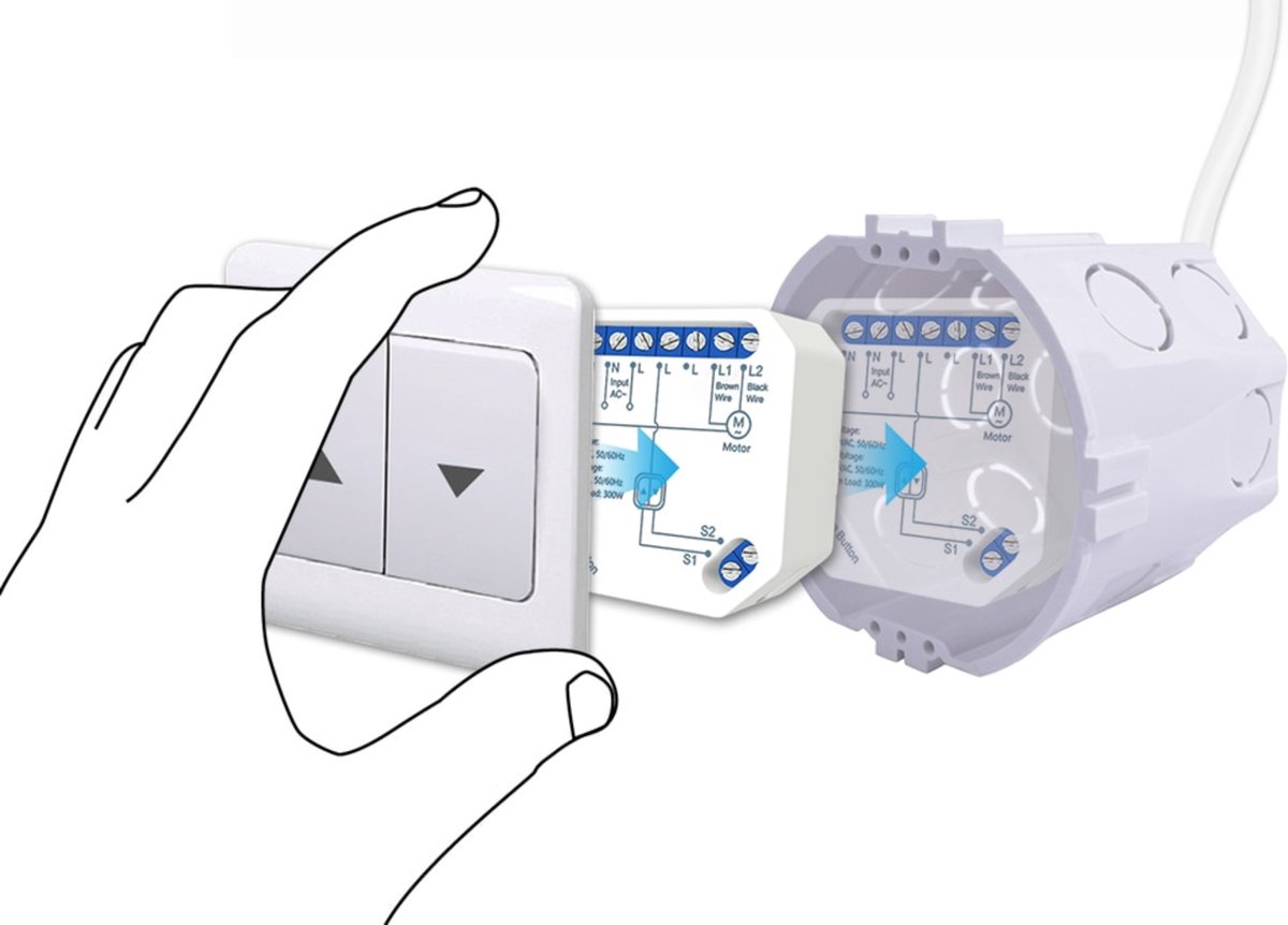 Hozey - Rolluikschakelaar / Gordijnschakelaar - Inbouw - WiFi - App ...