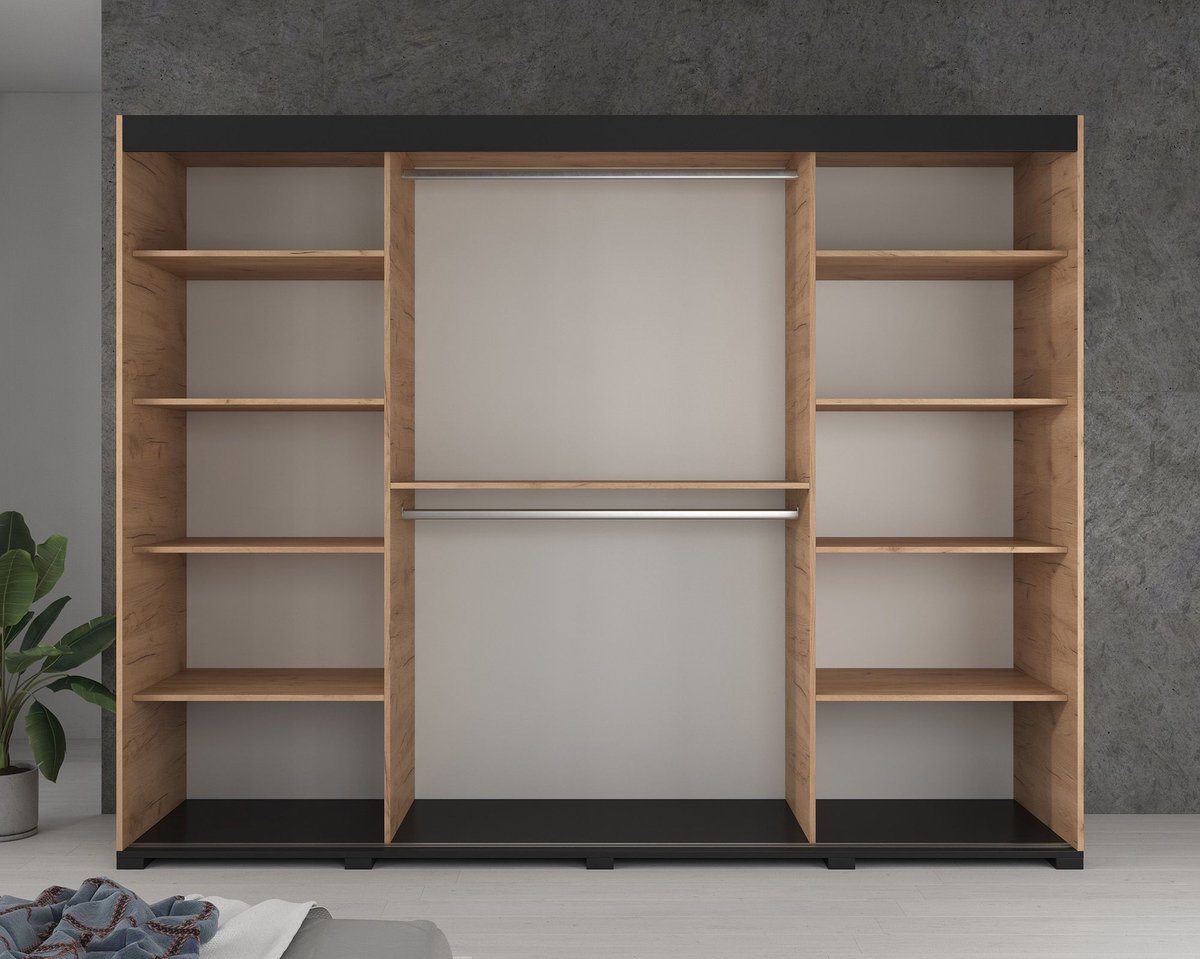 Meubella - Kledingkast Cairo - Eiken - 250 cm | bol