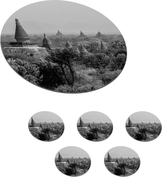 Onderzetters voor glazen - Rond - Tempel - Azië - Bos - 10x10 cm - 6 ...