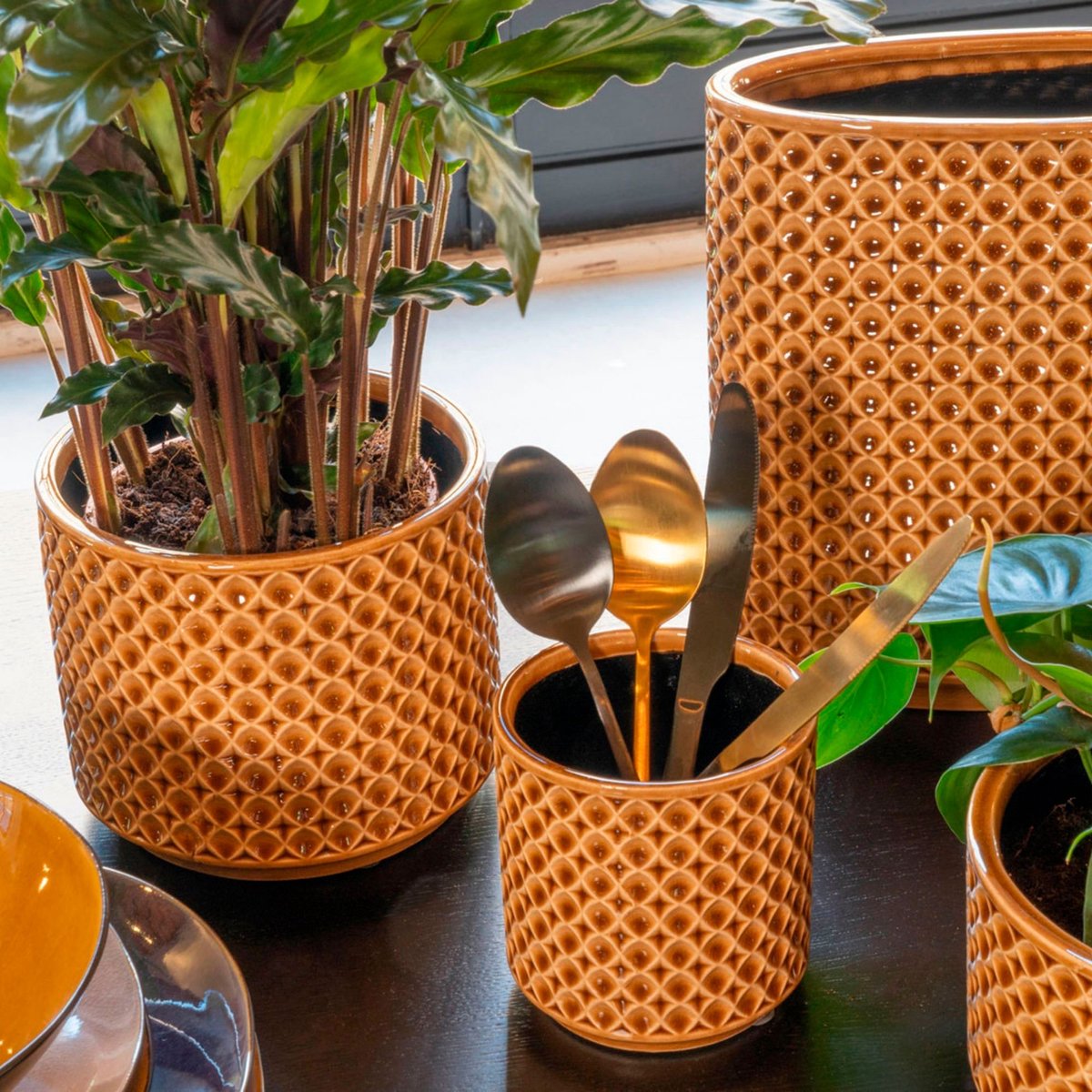 TS Sierpot Thies geel - Decoratieve pot - 1x Ø 19 x 17 cm | bol.com