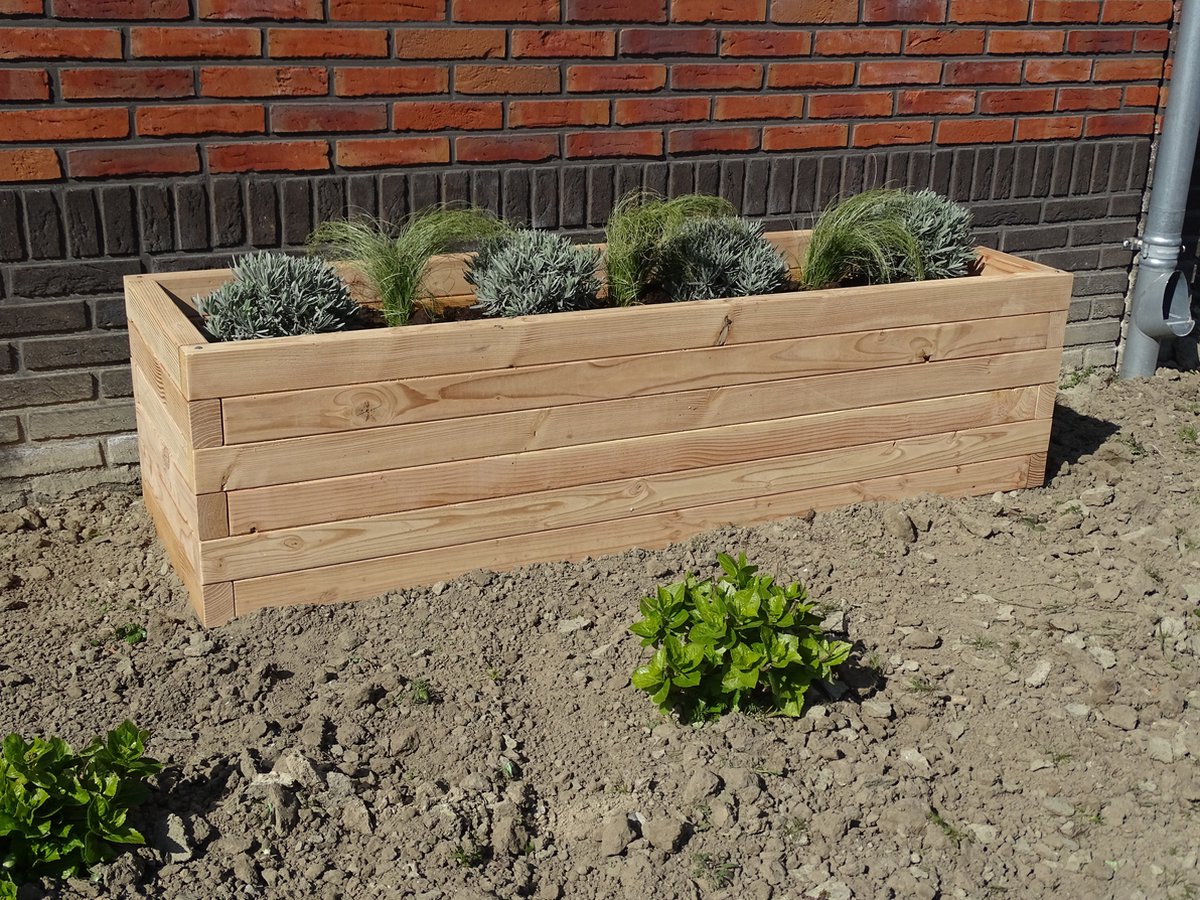 Tuinborder hout - borderbak - 100x40x20 cm - plantenbak zonder bodem ...