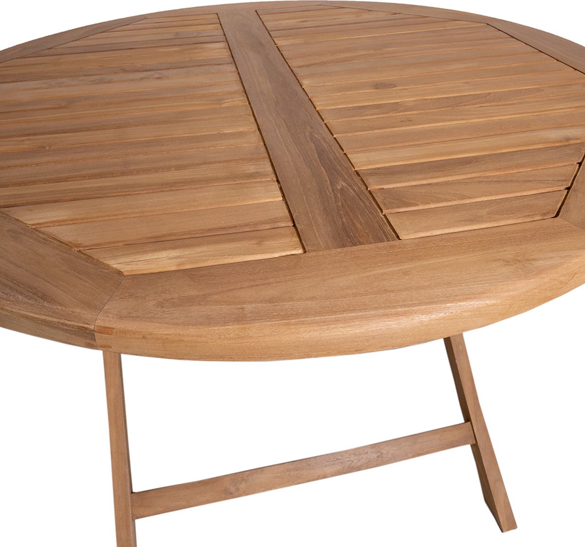 Tuintafel Tepuk - Inklapbare tuintafel - Ronde teakhouten tuintafel ...