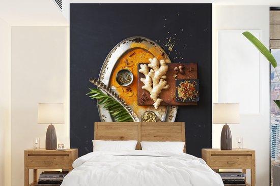 Behang - Fotobehang Een stilleven van kruiden en specerijen die worden gebruikt bij... | bol