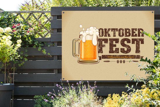 Tuinposter - Tuindoek - Tuinposters buiten - tekening van een pul bier ...